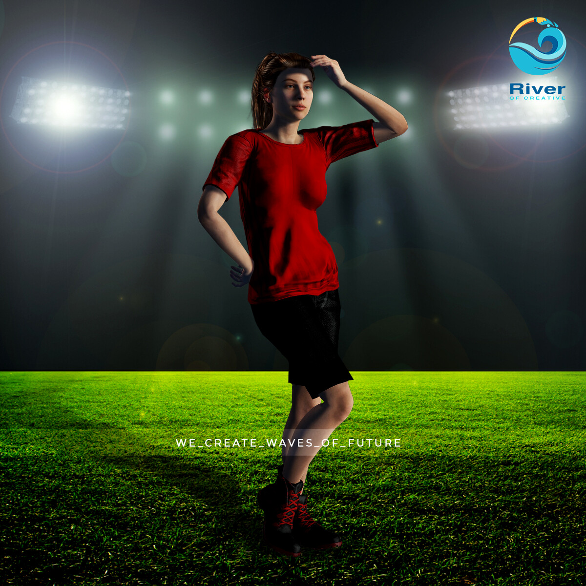 ArtStation - FOOTBALL PLAYER GIRL - 3D Model | Game Assets