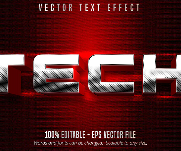 ArtStation - Tech text, metallic silver style editable text effect ...