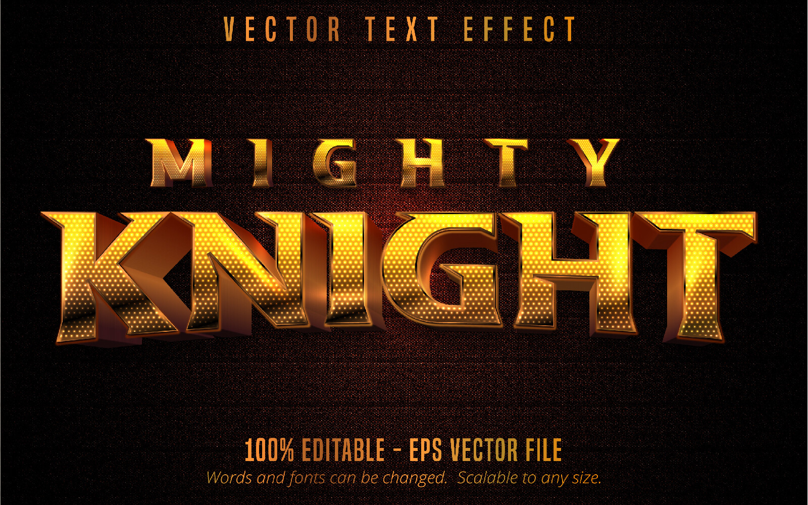 ArtStation - Mighty knight text, shiny golden style editable text ...