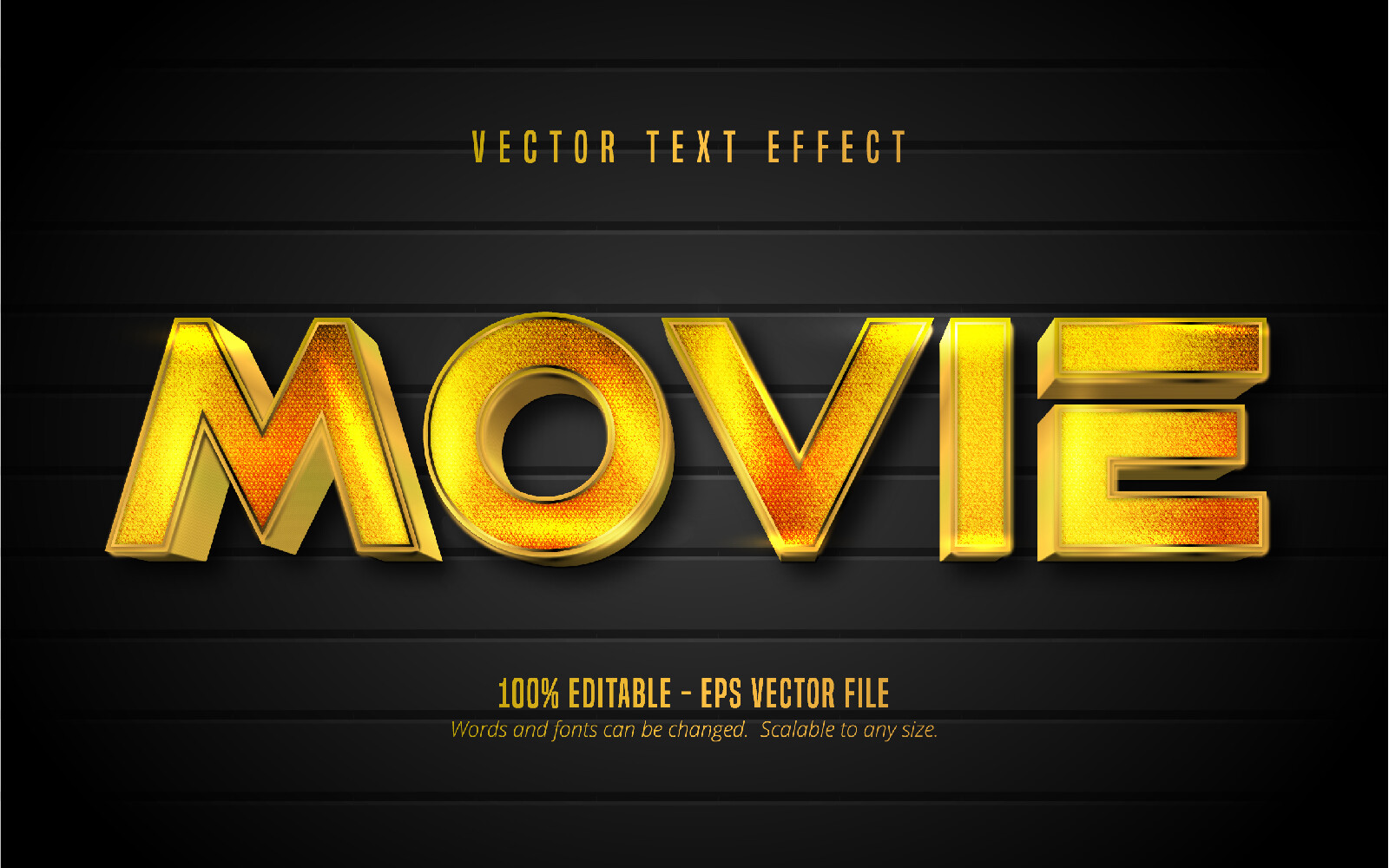 ArtStation - Movie text, shiny golden style editable text effect | Artworks