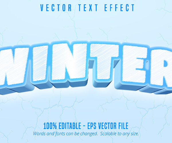 ArtStation - Winter text, cartoon game style editable text effect ...