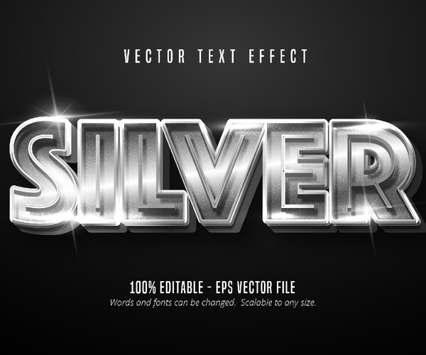 ArtStation - Silver text, shiny metallic style editable text effect ...