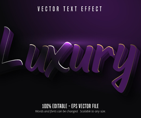 ArtStation - Luxury text, purple color and shiny gold style editable ...