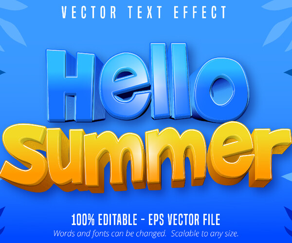 ArtStation - Hello summer text, cartoon style editable text effect ...