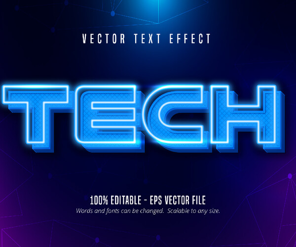 ArtStation - Tech text, neon style editable text effect | Artworks
