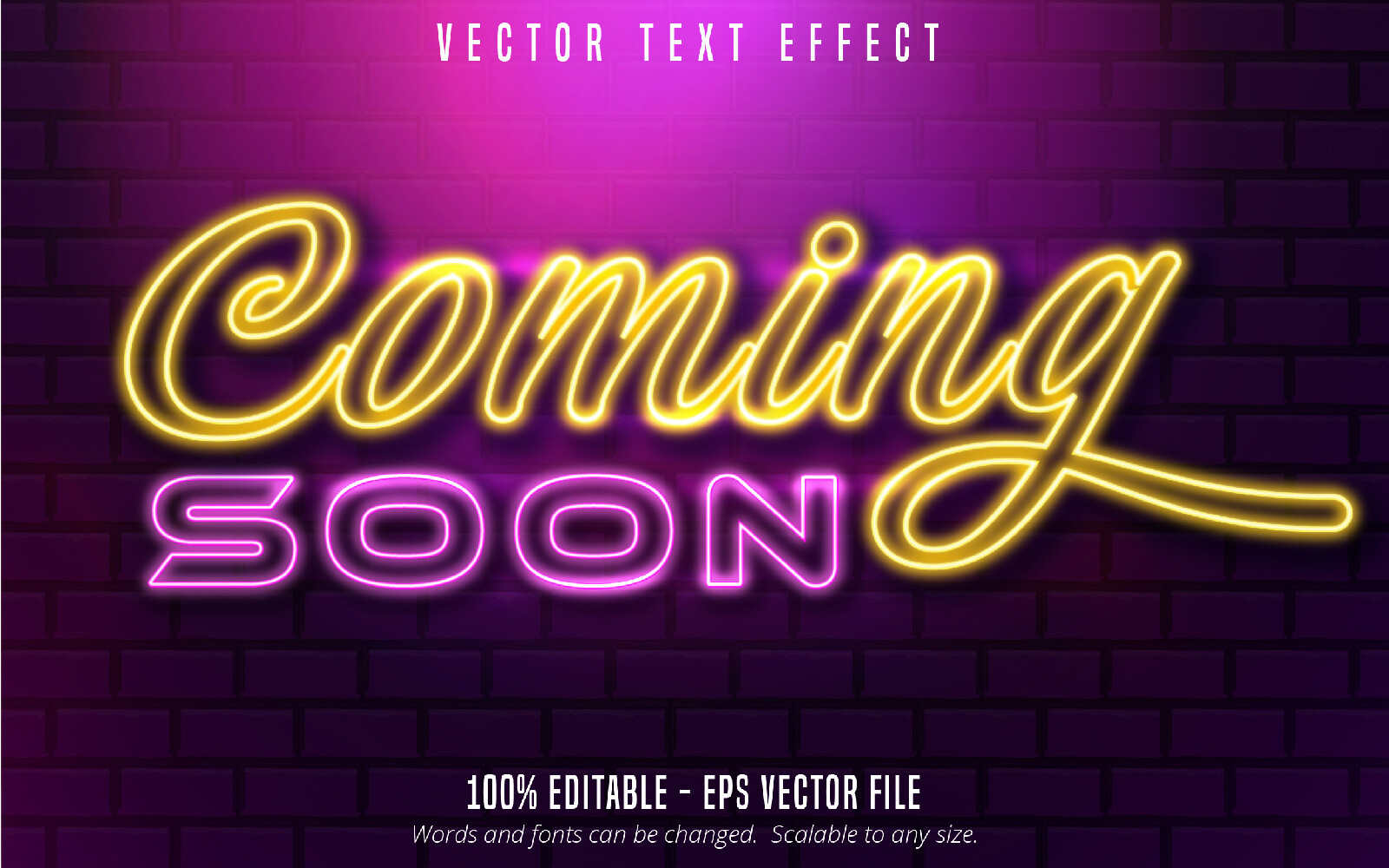 ArtStation - Coming soon text, neon style editable text effect | Artworks