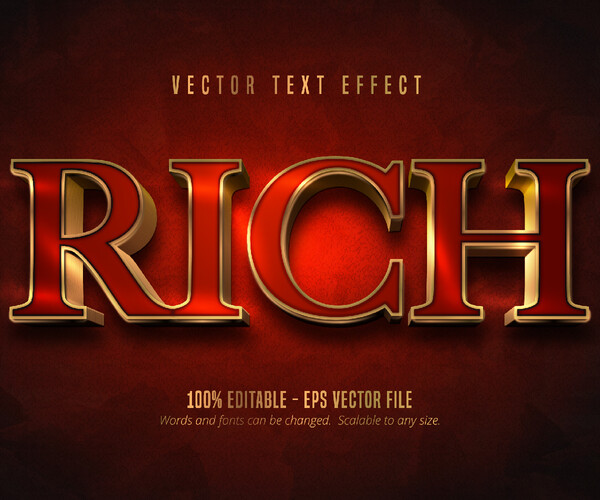 ArtStation - Rich text, red color and shiny gold style editable text ...