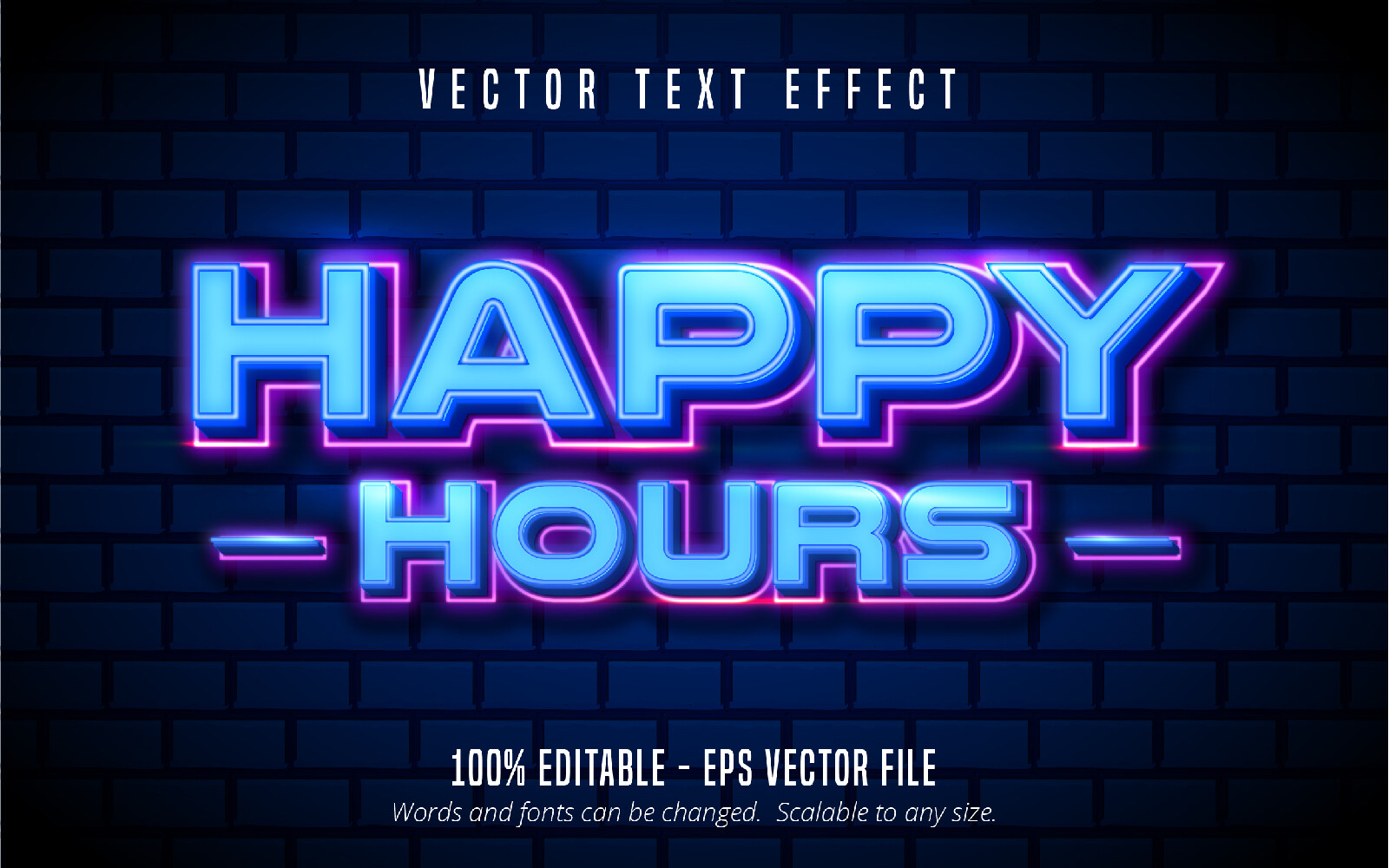 ArtStation - Happy hours text, neon style editable text effect | Artworks