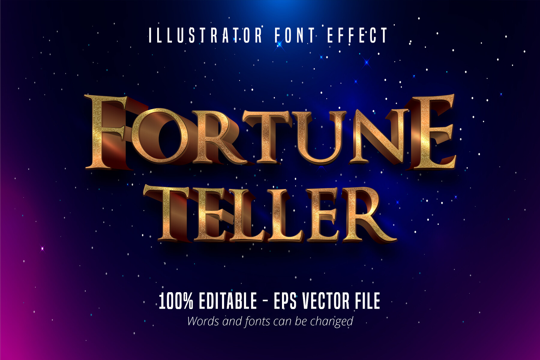 ArtStation - Fortune teller text, 3d gold metallic style editable font ...