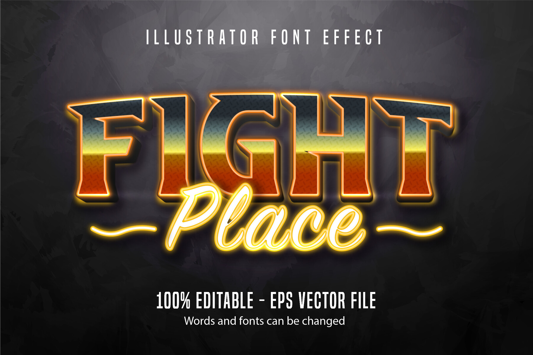 ArtStation - Fight place text, neon light style editable text effect ...