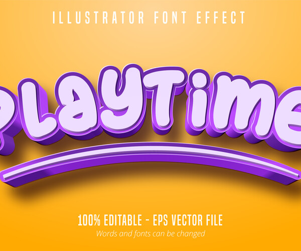 ArtStation - Playtime text, 3d purple editable font effect | Artworks