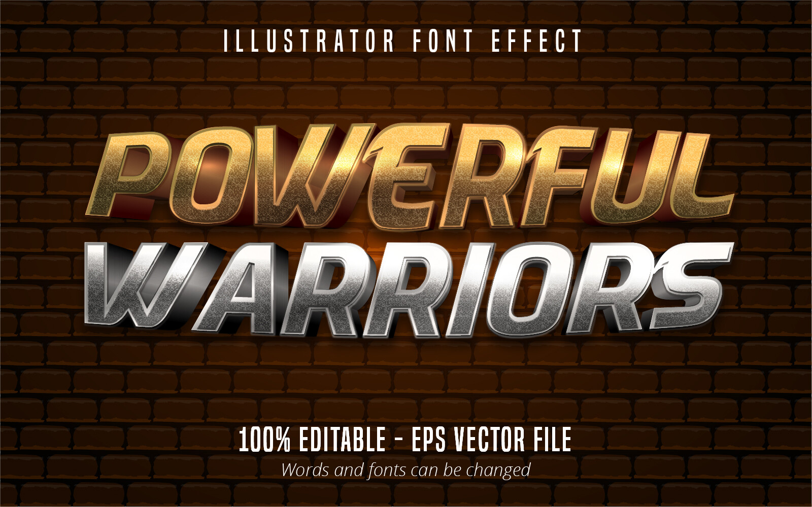 ArtStation - Powerful warriors text, 3d gold and silver metallic style ...