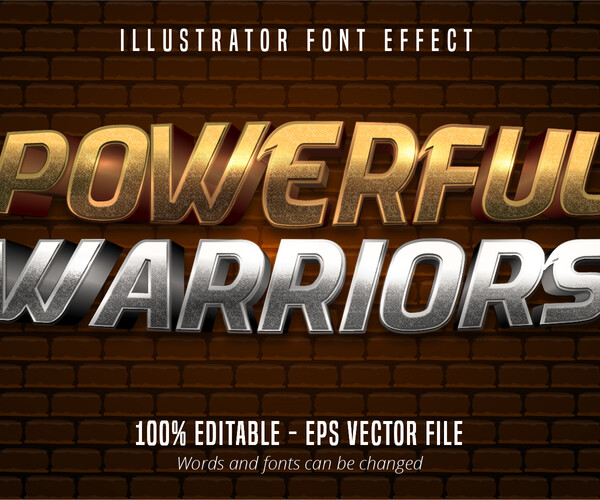 ArtStation - Powerful warriors text, 3d gold and silver metallic style ...