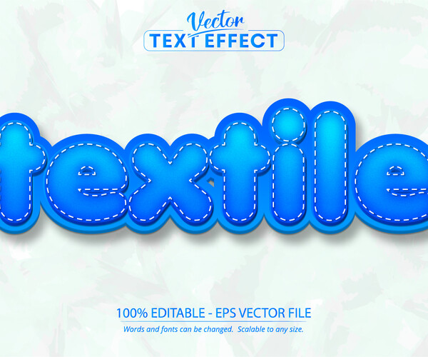 ArtStation - Textile text, 3d blue editable font effect | Artworks