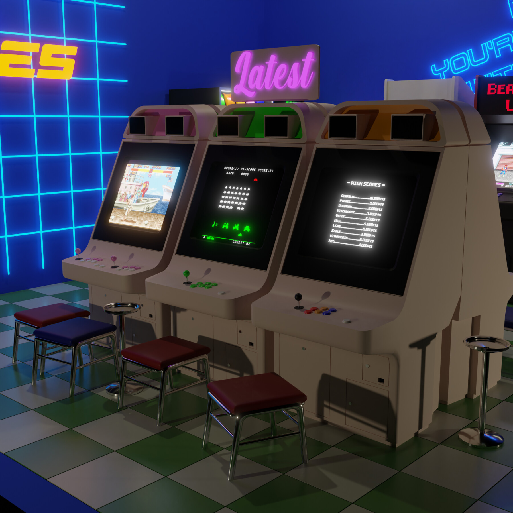 ArtStation - Arcade Center Low Poly set 3D model | Game Assets