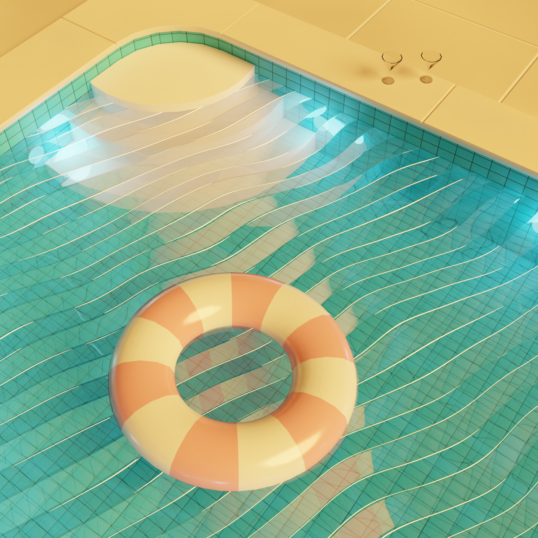 ArtStation - Pool Side with Ancient Wisteria Wall Low-poly 3D model ...