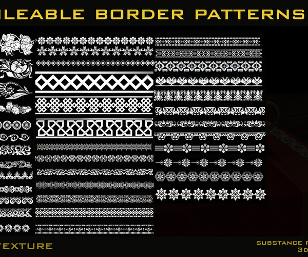 ArtStation - 100 Ornamental Tileable Border Patterns-4k png texture ...