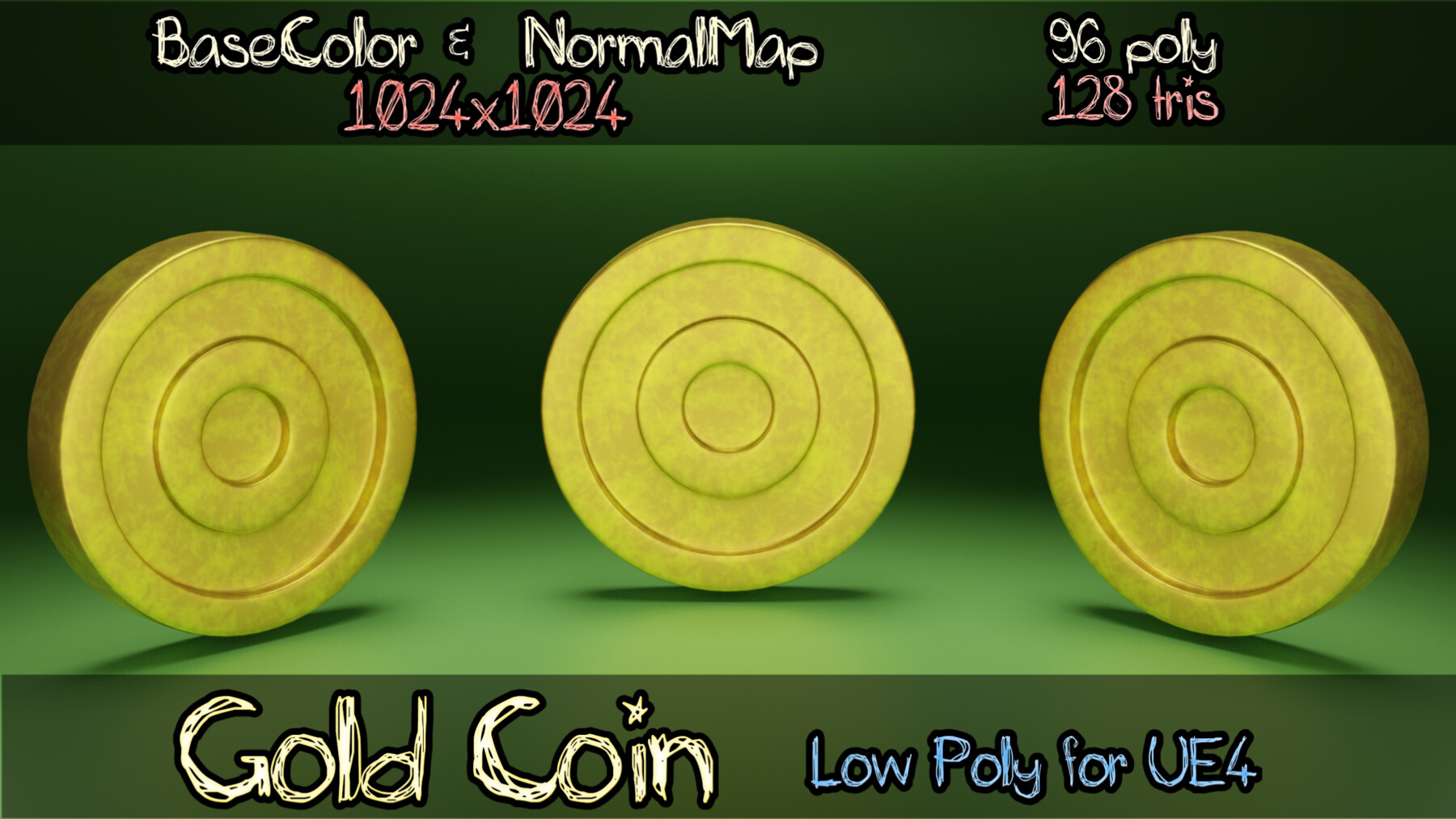 ArtStation - 3D Low Poly Models - All 4 Coins for Game or Other ...