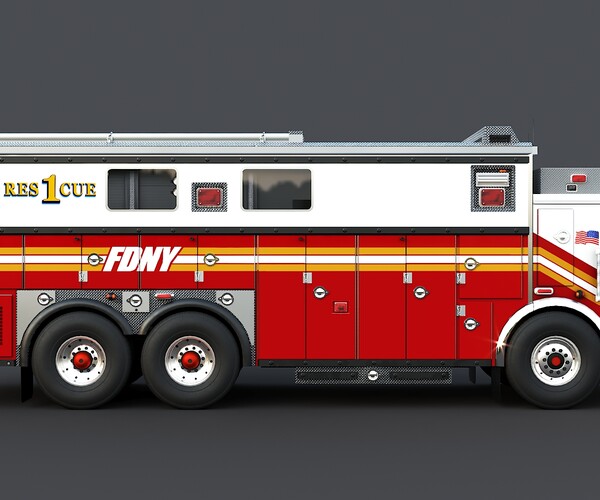 ArtStation - Fire Truck FDNY Rescue 1 | Game Assets