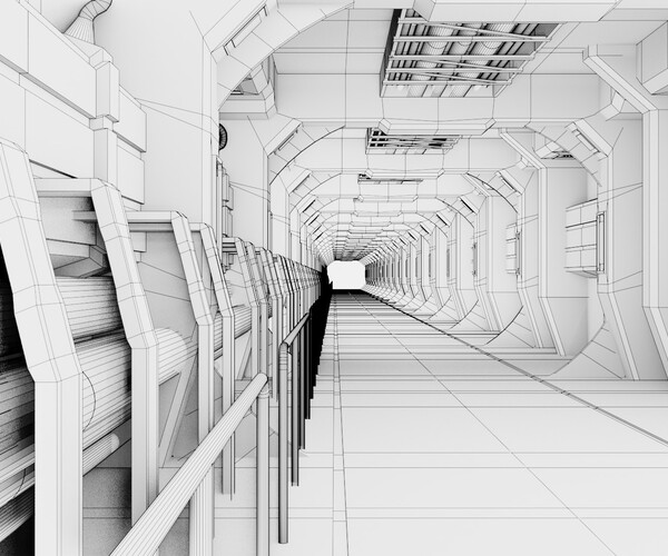 ArtStation - Sci-Fi Corridor - Low Poly | Game Assets