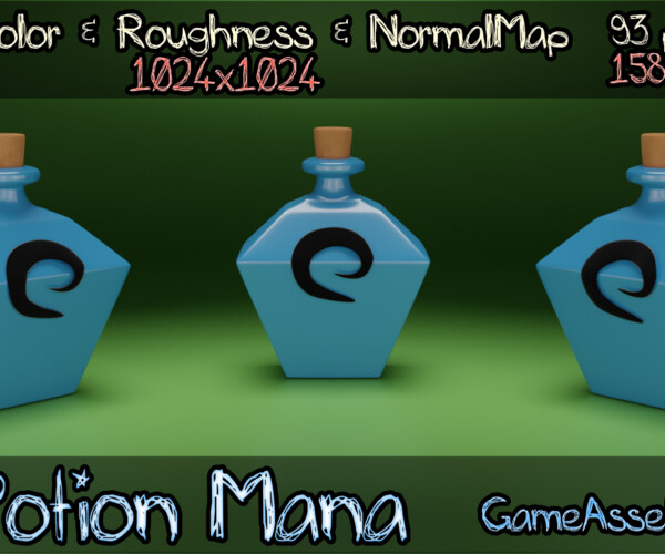 ArtStation - 3D Low Poly Model - Potion Mana for Game or Other Purposes ...