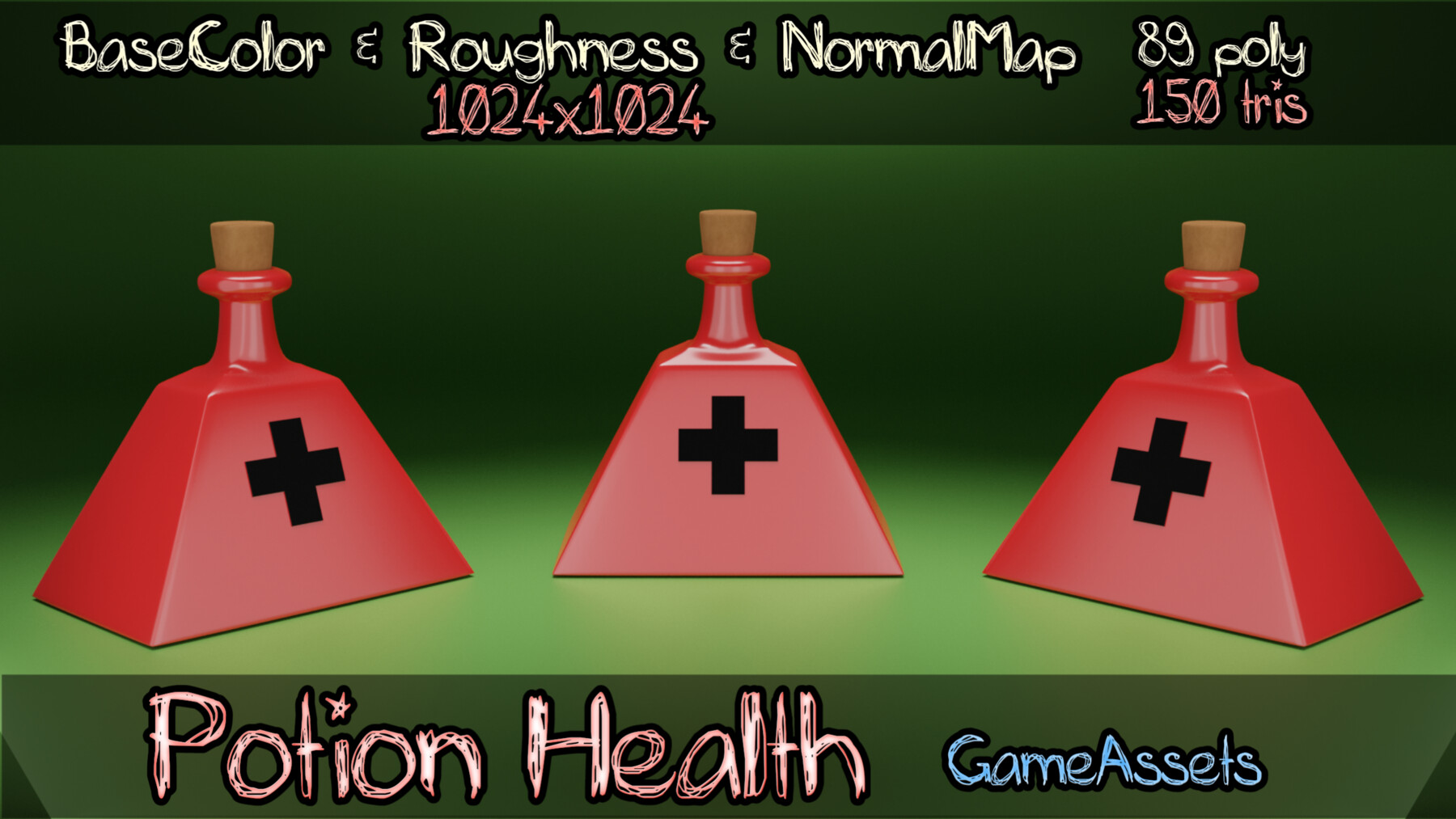 ArtStation - 3D Low Poly Models - All 4 Potions for Game or Other ...