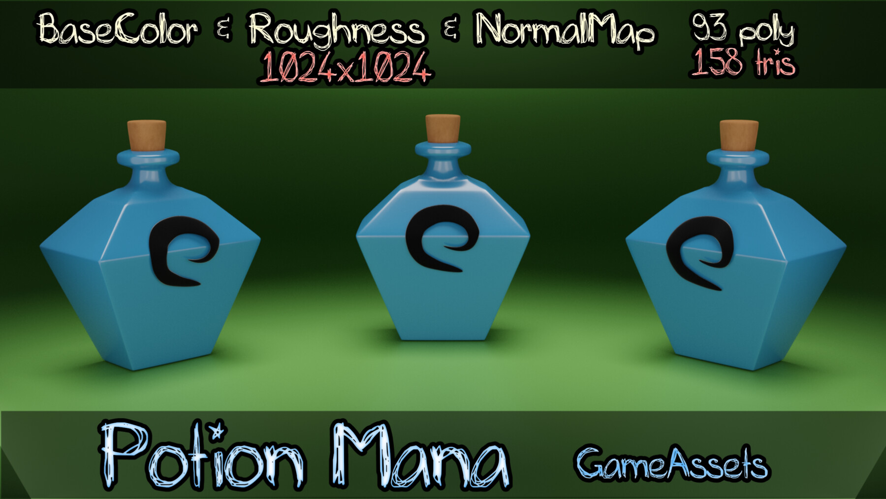 ArtStation - 3D Low Poly Models - All 4 Potions for Game or Other ...