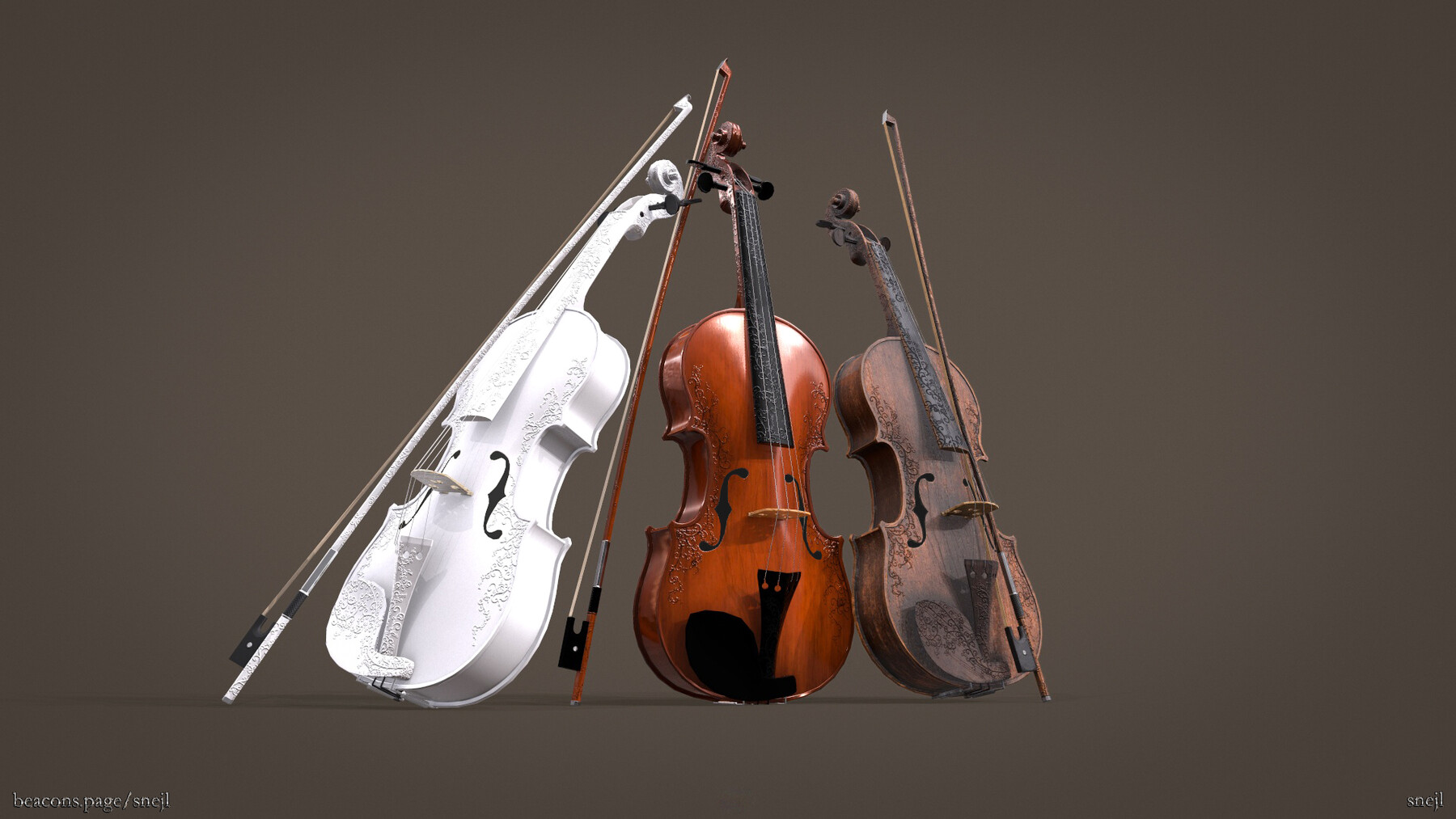 ArtStation - PBR game ready low poly 3D model of violin | Game Assets