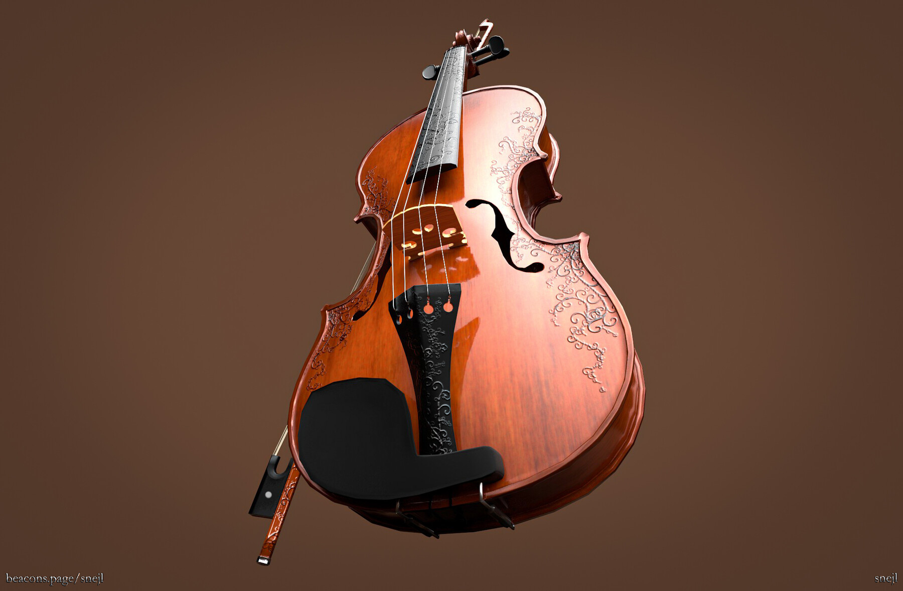 ArtStation - PBR game ready low poly 3D model of violin | Game Assets