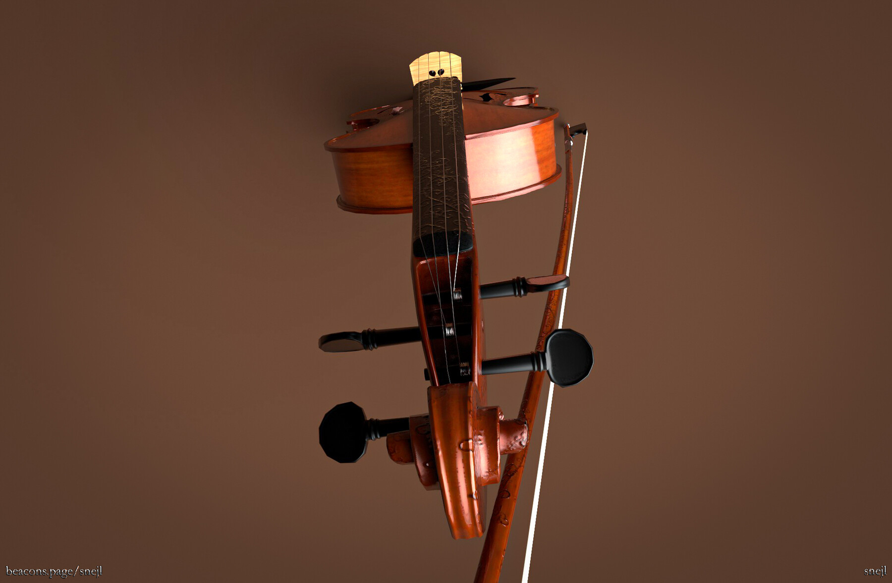 ArtStation - PBR game ready low poly 3D model of violin | Game Assets