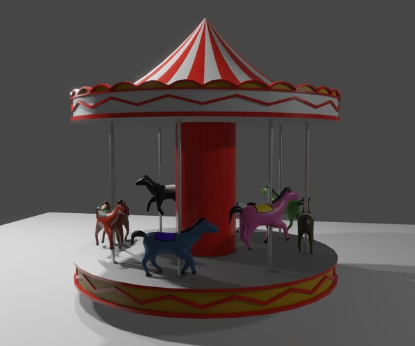 ArtStation - Carousel - Amusement Park - Carrossel Low-poly 3D model | Game Assets