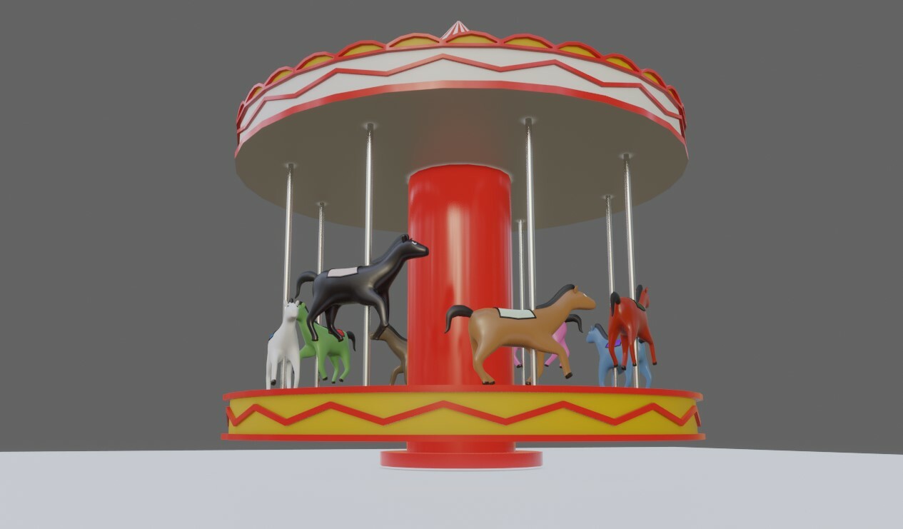 ArtStation - Carousel - Amusement Park - Carrossel Low-poly 3D model ...