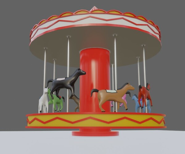 ArtStation - Carousel - Amusement Park - Carrossel Low-poly 3D model ...