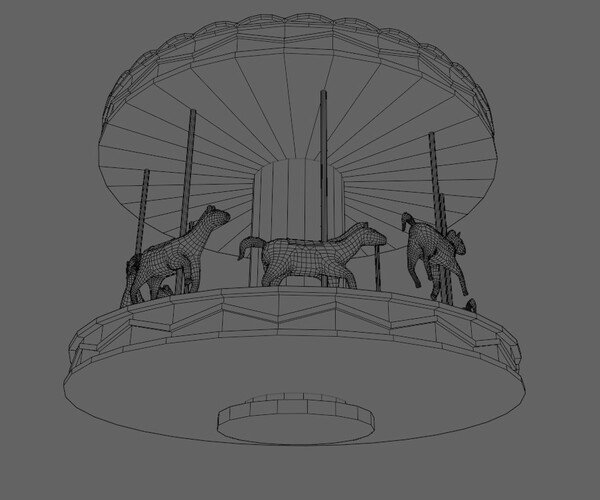 ArtStation - Carousel - Amusement Park - Carrossel Low-poly 3D model ...