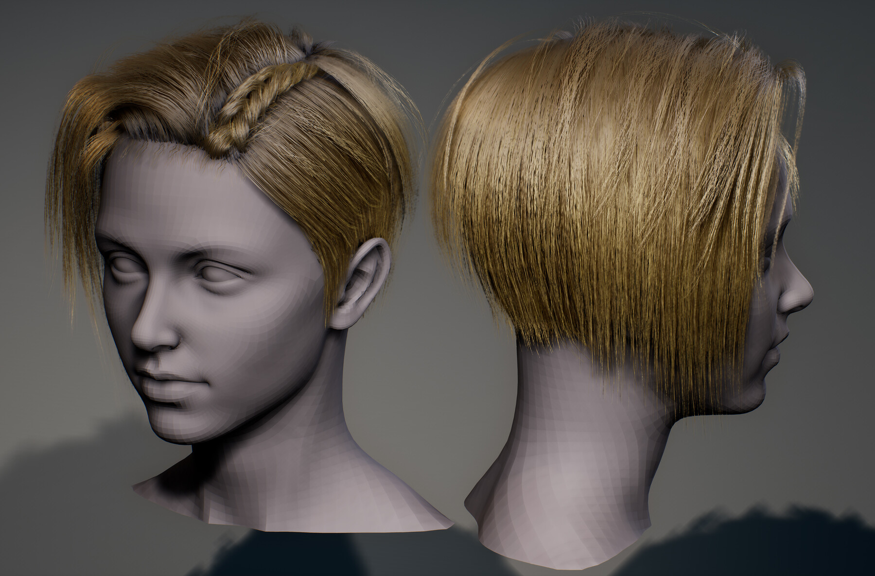 ArtStation - Game Female Hair Style Woman 3 Low-poly | Game Assets