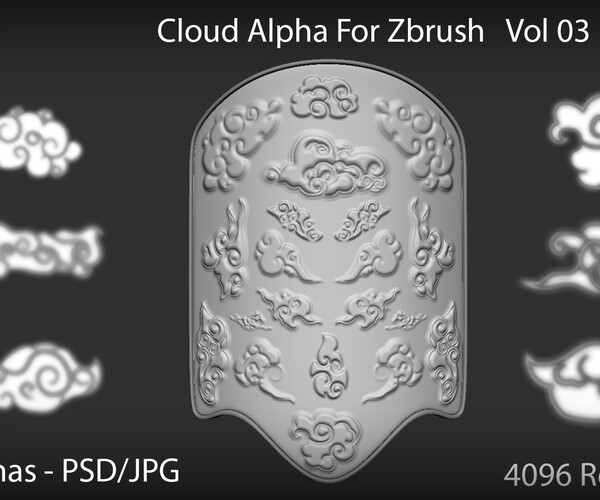 ArtStation - Cloud Alphas For Zbrush - Vol 03 | Brushes