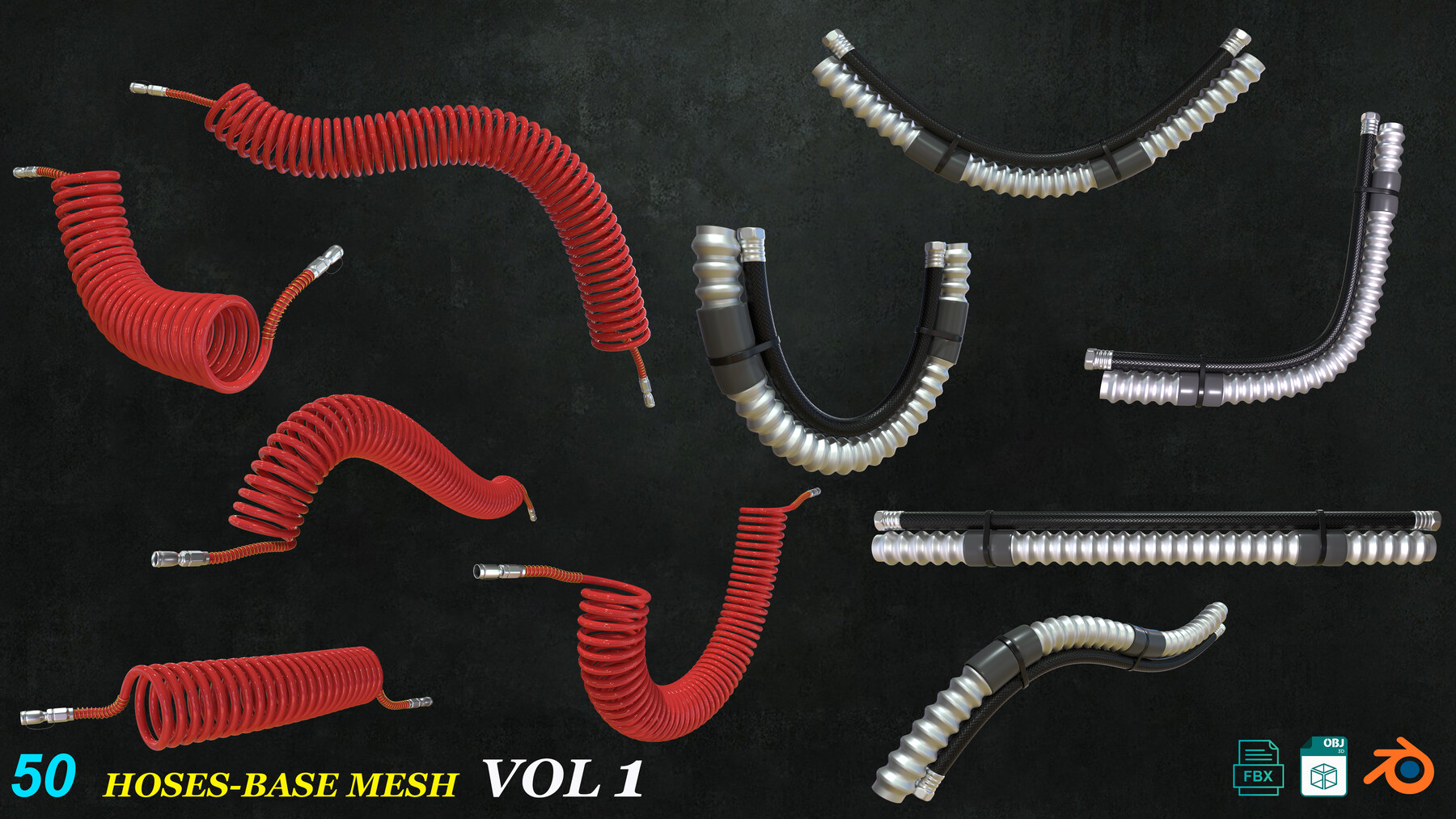 ArtStation - 50 Hoses_Base Mesh_Vol1 | Game Assets
