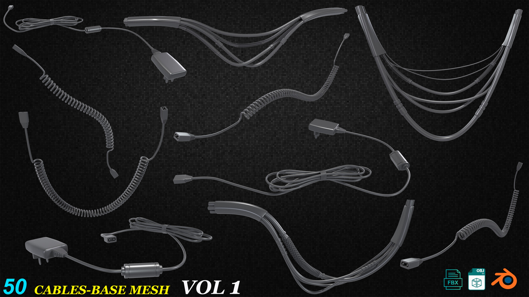 ArtStation - 50 Cables_Base Mesh_vol1 | Game Assets