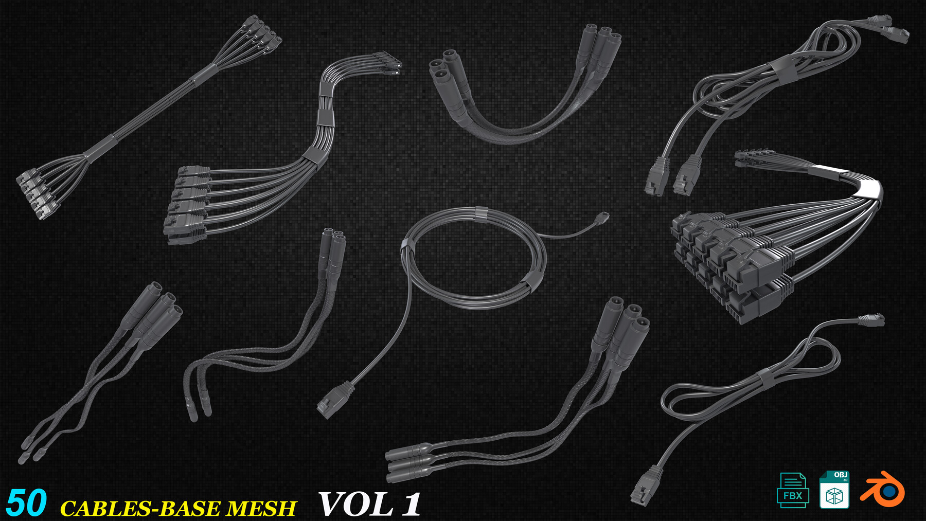 ArtStation - 50 Cables_Base Mesh_vol1 | Game Assets
