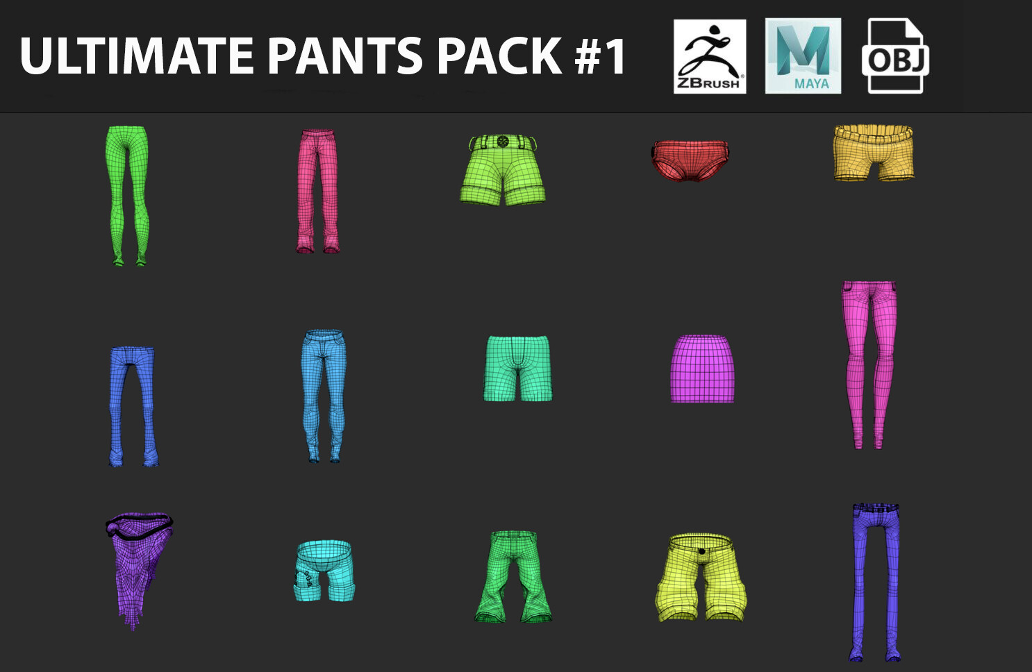 ArtStation - Ultimate Pants Model Pack #1 | Resources
