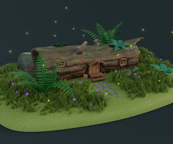 ArtStation - Cartoon Log House | Game Assets