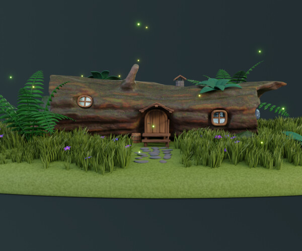 ArtStation - Cartoon Log House | Game Assets