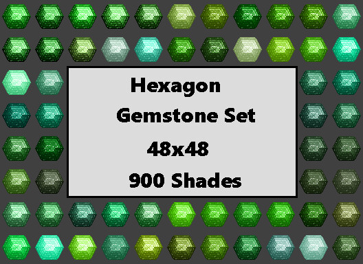 ArtStation - Hexagon Cut Gemstones [48x48] | Game Assets