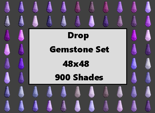 ArtStation - Drop Cut Gemstones [48x48] | Game Assets