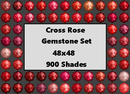 ArtStation - Cross Rose Cut Gems 48x48 | Game Assets