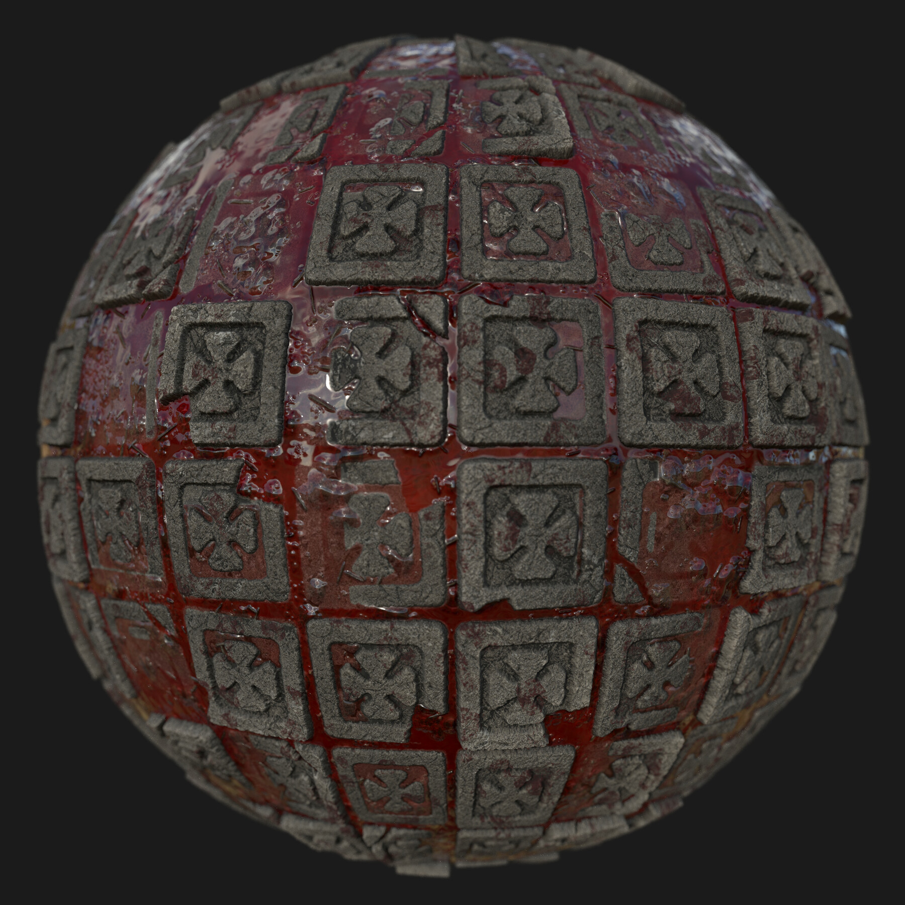 ArtStation - Stone Tiles in Blood Floor PBR Procedural Material 001 ...