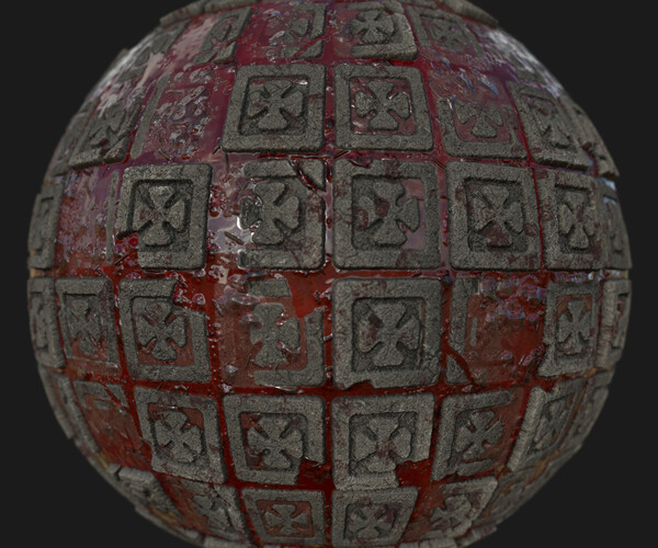ArtStation - Stone Tiles in Blood Floor PBR Procedural Material 001 ...