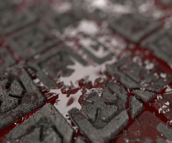ArtStation - Stone Tiles in Blood Floor PBR Procedural Material 001 ...