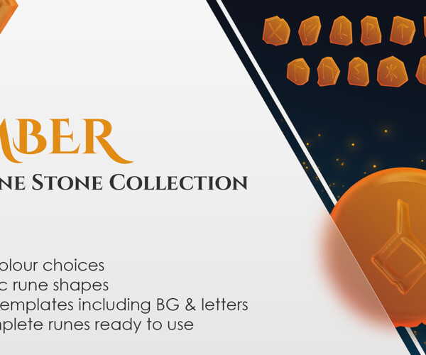 ArtStation - 2d runestone asset collection (amber) | Game Assets