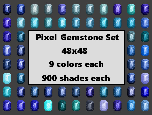 ArtStation - Long Octagon Cut Gemstones [48x48] | Game Assets